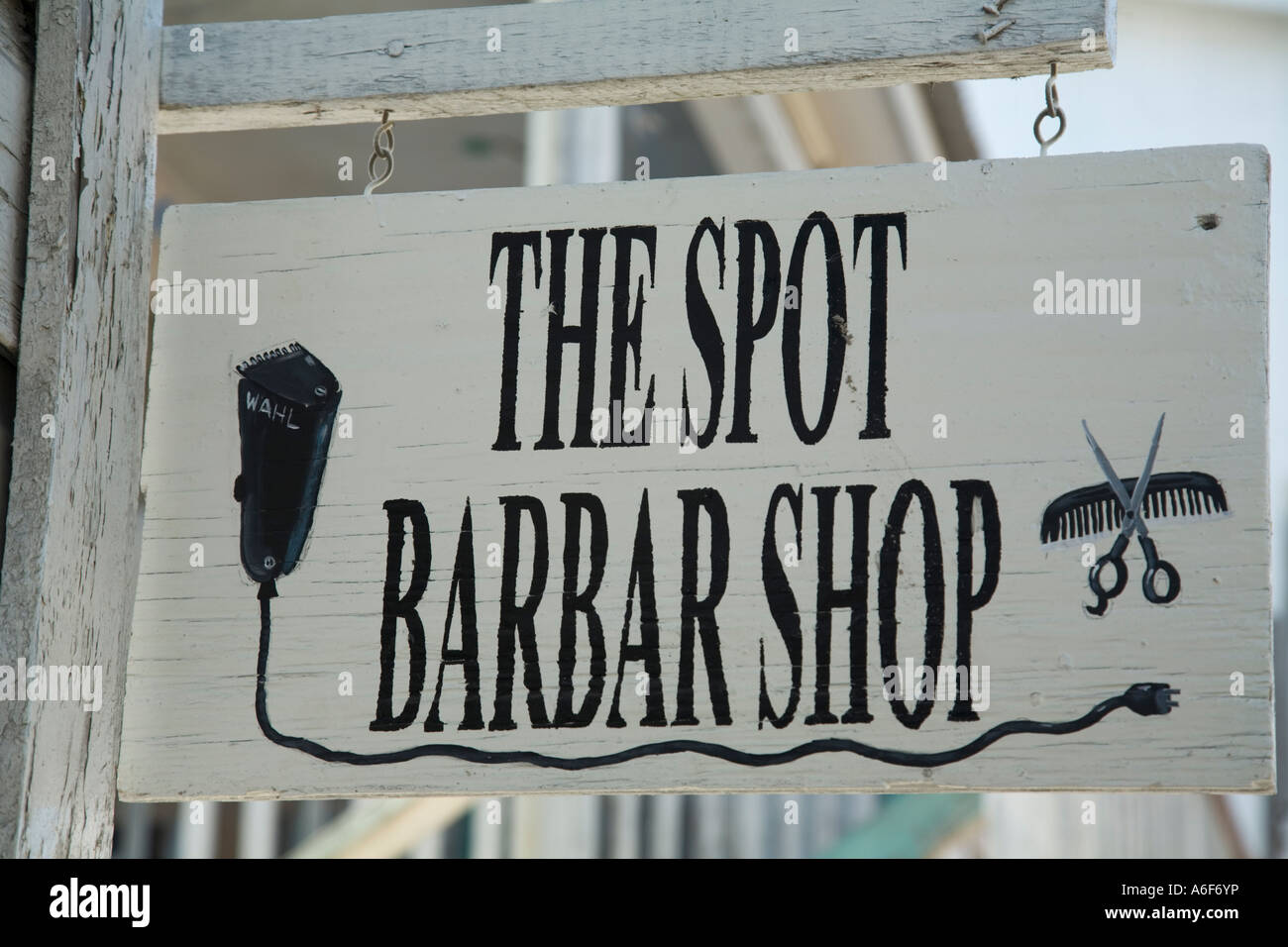 BELIZE San Pedro on Ambergris Caye The Spot Barbar Shop sign outside ...