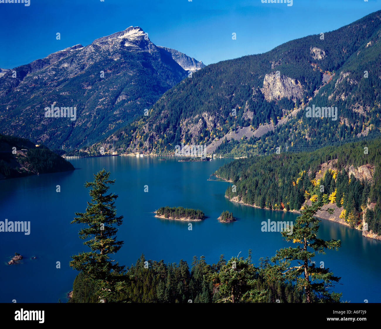Diablo Lake reservoir on the Skagit River in North Cascades National ...