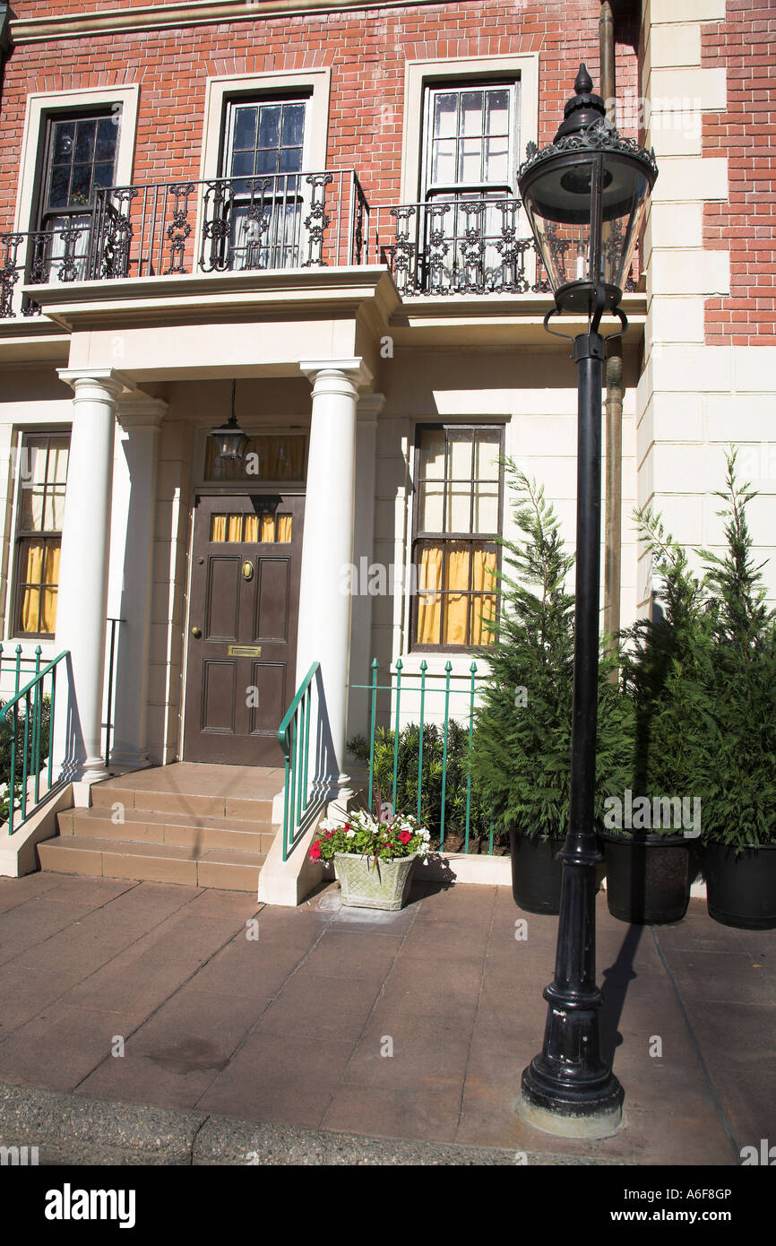House and lamp post in street, English section of EPCOT Center, World ...