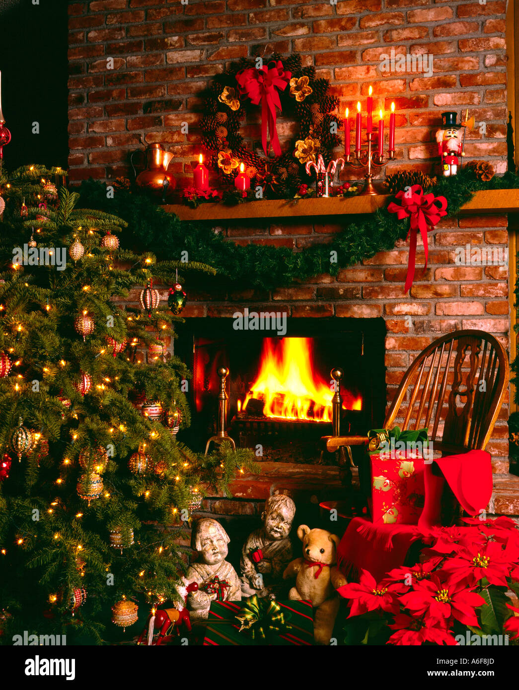 Christmas still life blazing fireplace hi-res stock photography and ...