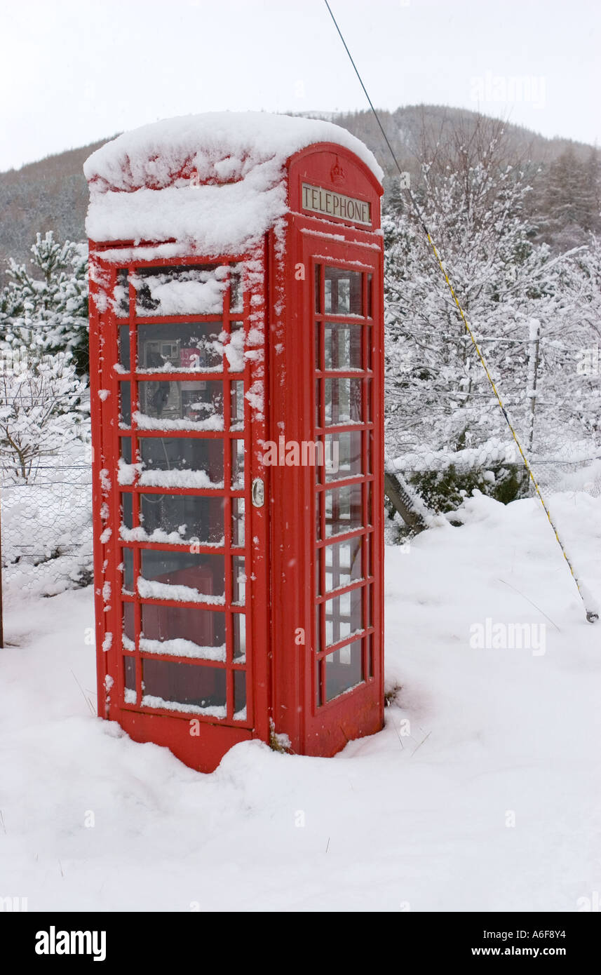 Listed K6 red English phone booth in the village of Inverey, Braemar ...