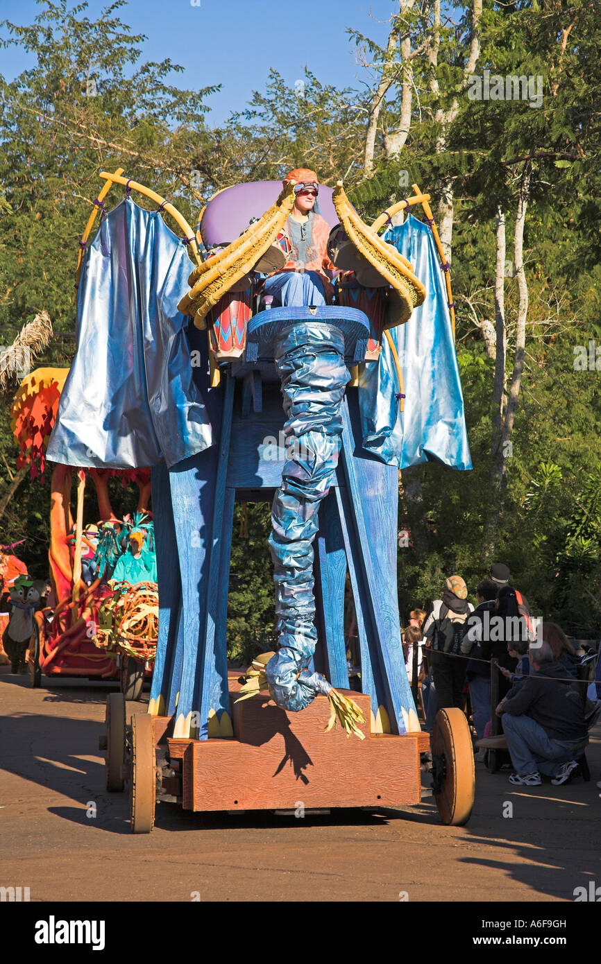Drummer on elephant float, Mickey’s Jammin Jungle Parade, Animal ...