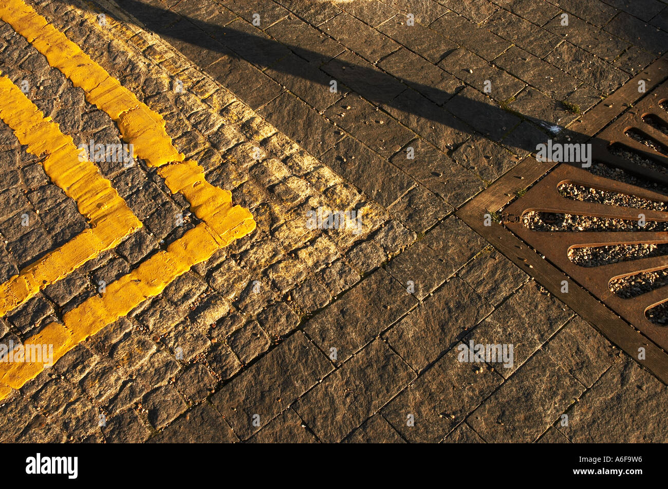 abstract, chevrons, double yellow lines, road, markings Stock Photo - Alamy