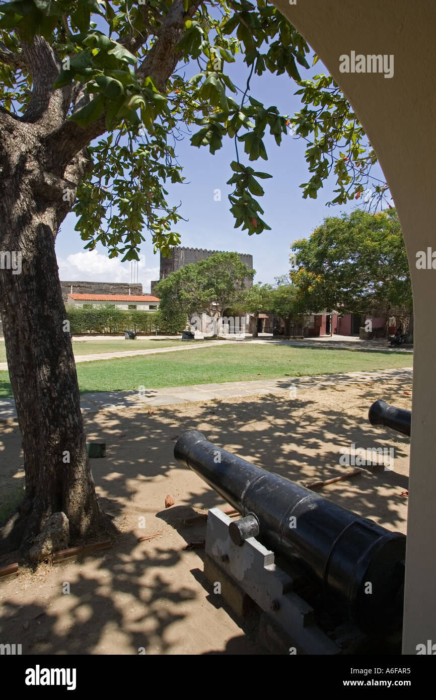 Ancient cannons inside garrison of Fort Jesus Mombasa Kenya East Africa ...