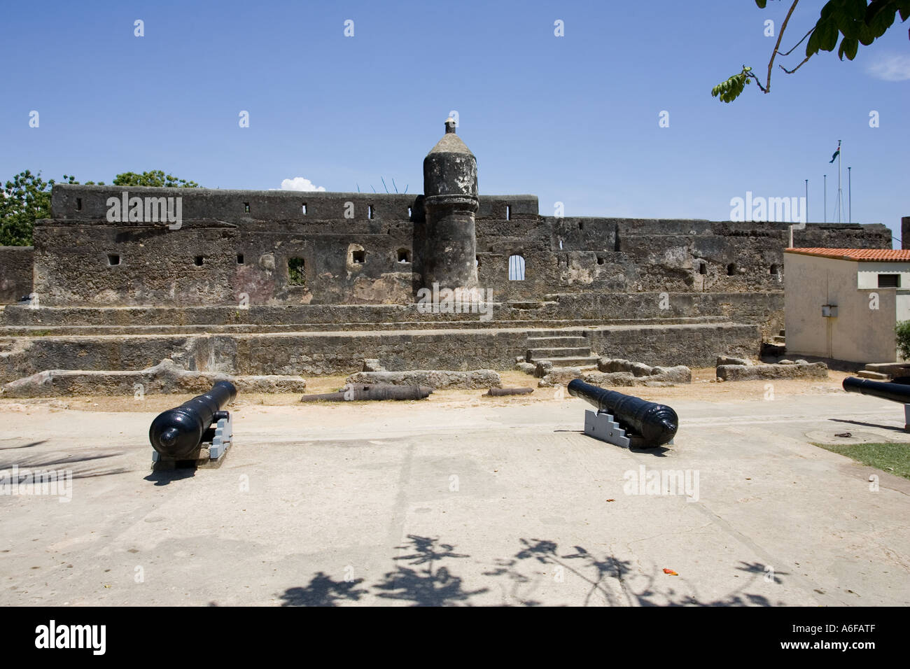 Ancient cannons inside garrison of Fort Jesus Mombasa Kenya East Africa ...