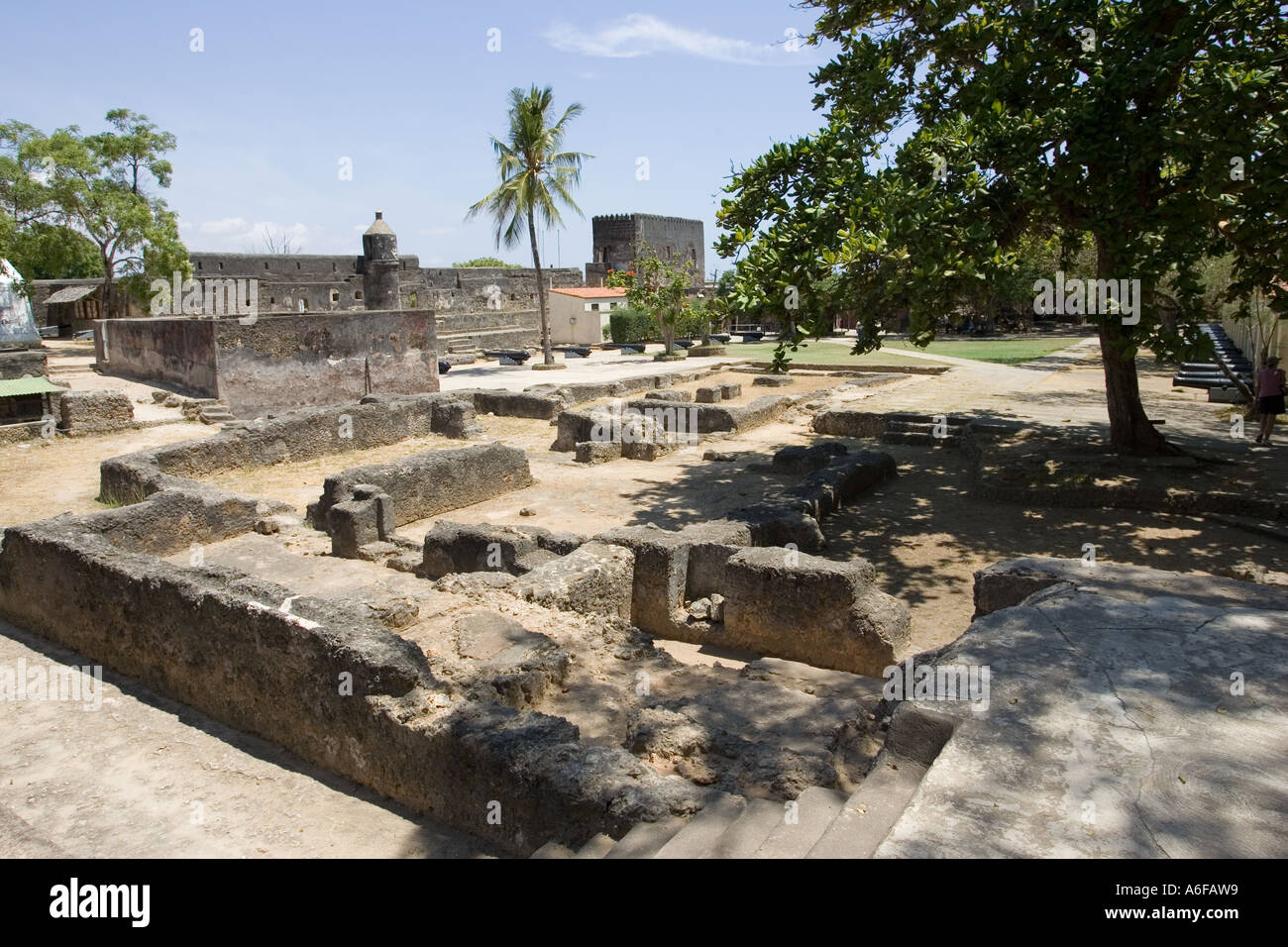 Walls and ruins of the ancient garrison of Fort Jesus now a museum in ...