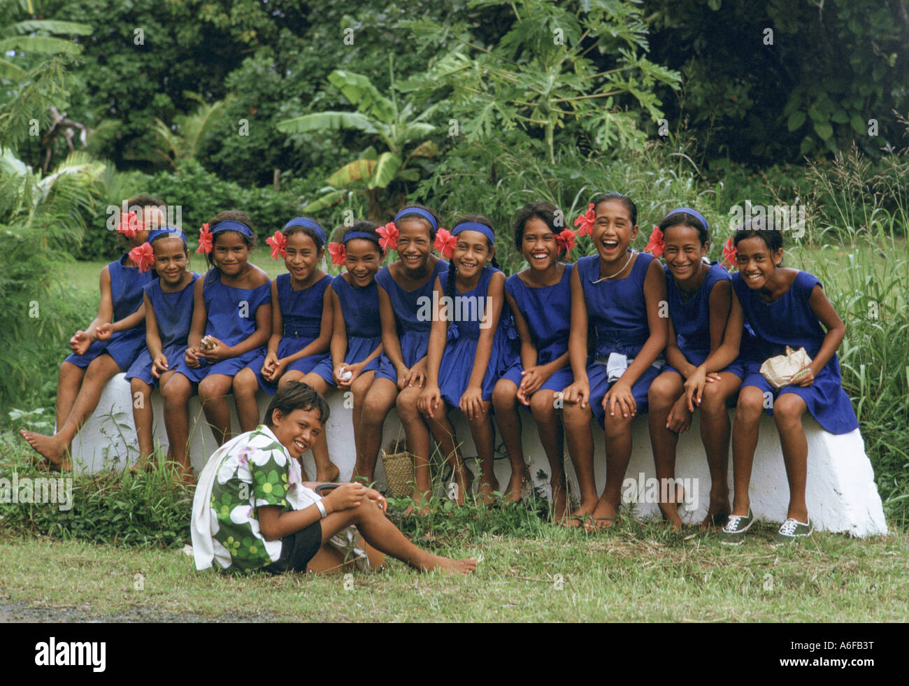 School children Cook Islands Stock Photo - Alamy