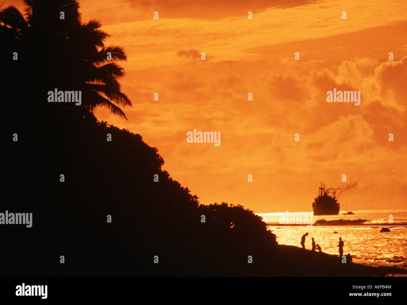 Sunset off Rarotonga Cook Islands Stock Photo - Alamy