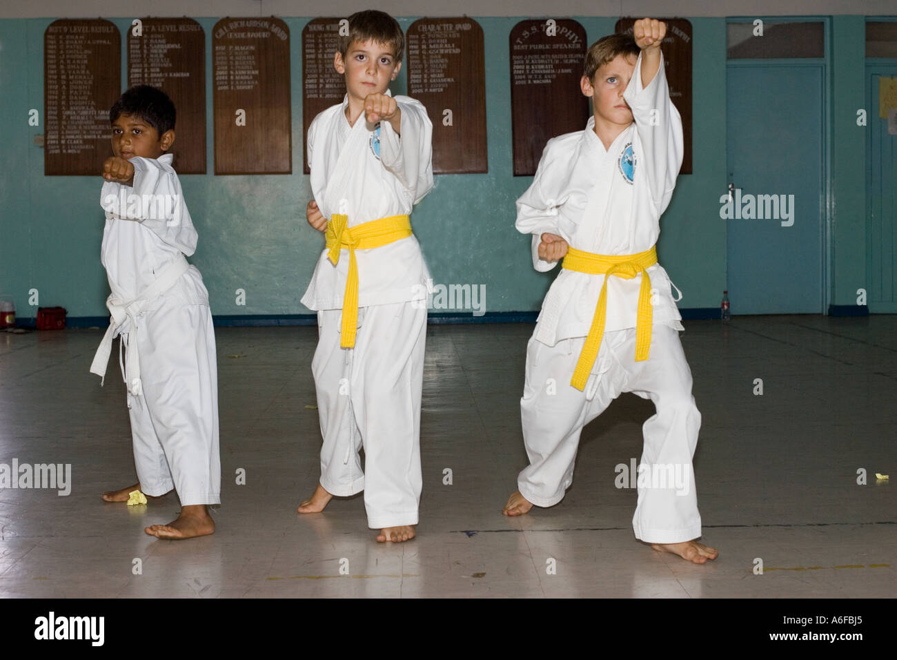 Young boys practising karate Mombasa Kenya East Africa Stock Photo - Alamy
