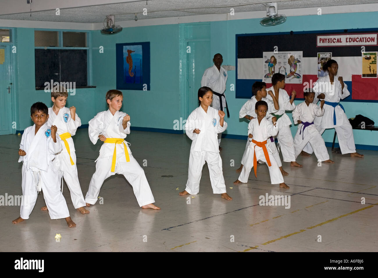 Young boys in karate training session Mombasa Kenya East Africa Stock ...