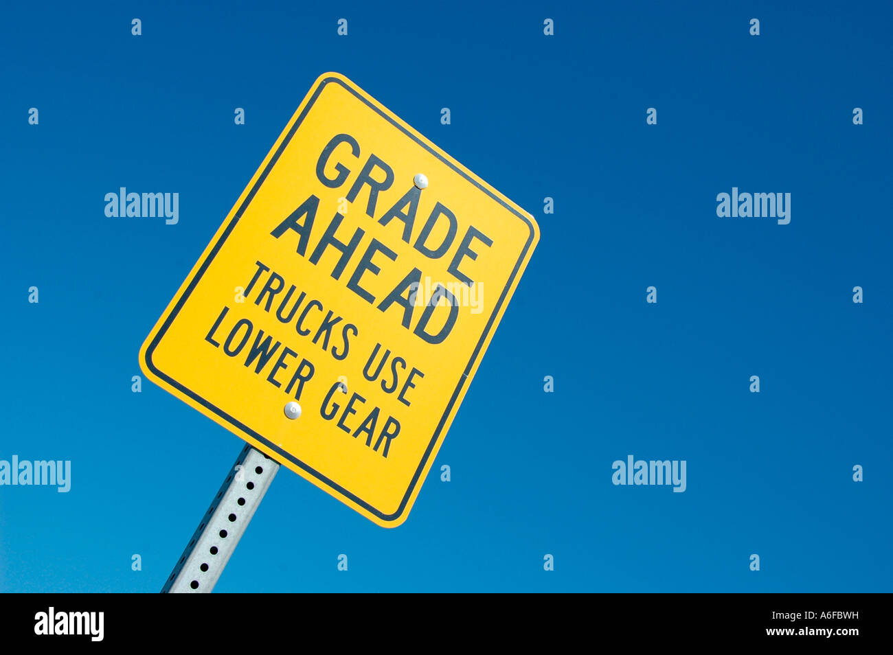 Grade Ahead highway traffic sign Stock Photo - Alamy