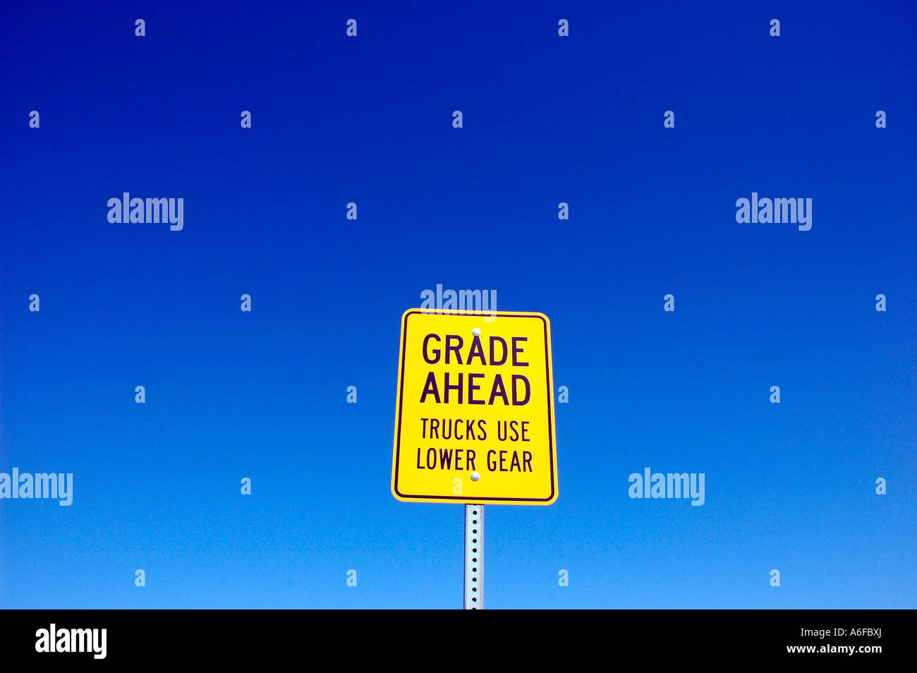 Grade Ahead highway traffic sign Stock Photo - Alamy
