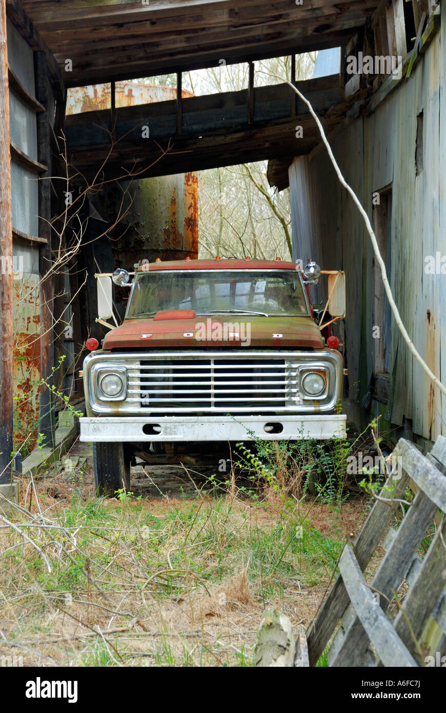 Old Ford pickup truck with spotlights and big side mirrors Stock Photo ...