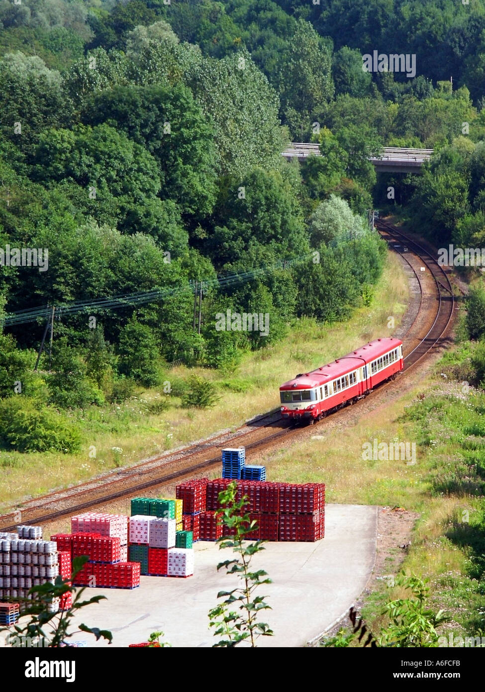 The curve of platform with passing train local train hi-res stock ...