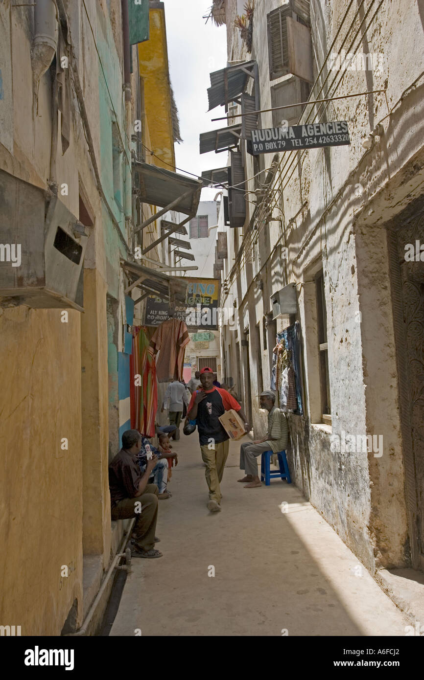 Typical narrow street at Lamu Island Kenya East Africa Stock Photo - Alamy
