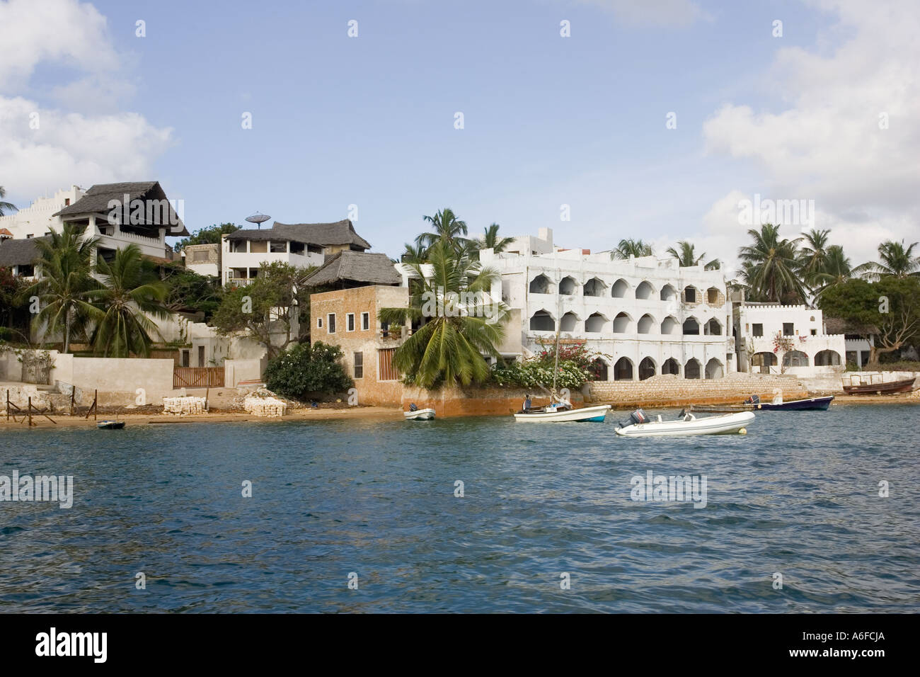 Typical buildings on waterfront of Lamu Island Kenya East Africa Stock ...