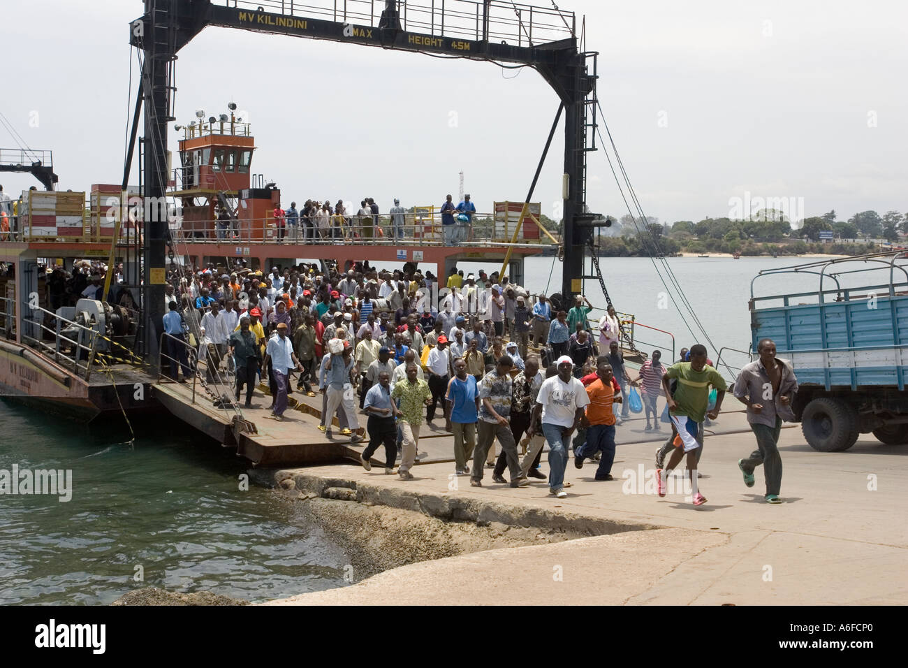 Passengers leaving ferry at Likoni Mombasa Kenya East Africa Stock ...