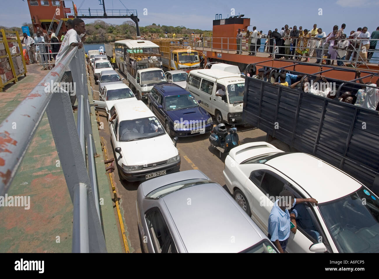 Vehicles on Likoni ferry Mombasa Kenya East Africa Stock Photo - Alamy