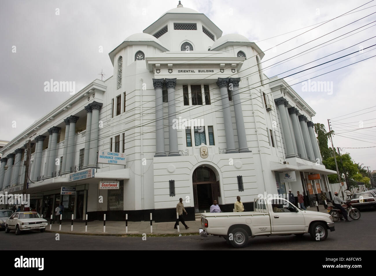 Street scene with modern building in city of Mombasa Kenya East Africa ...