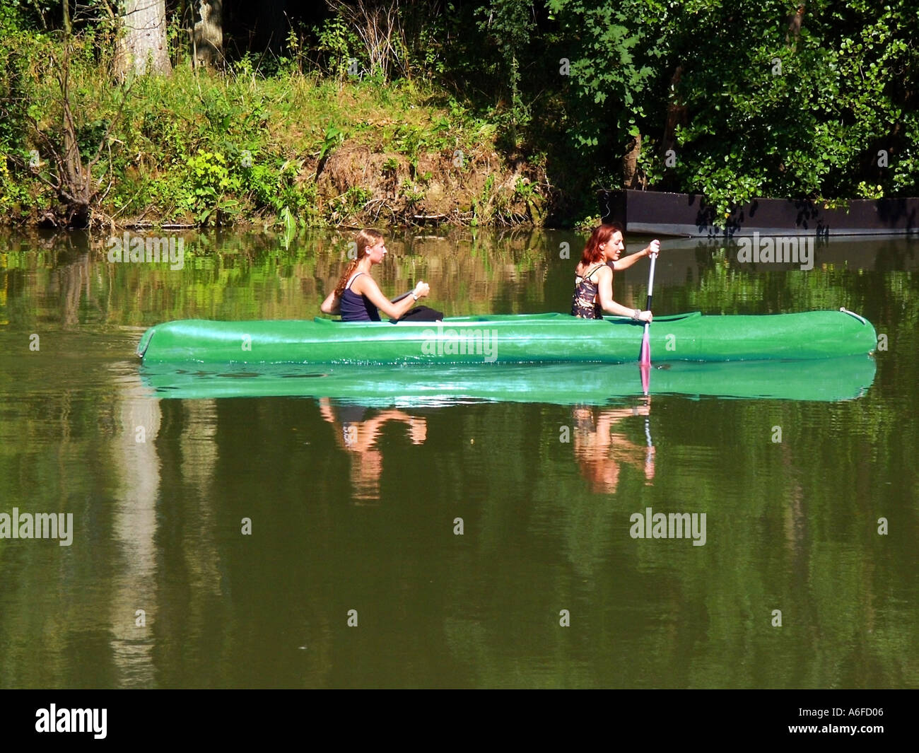 two girls in kayak loir valley france Stock Photo - Alamy