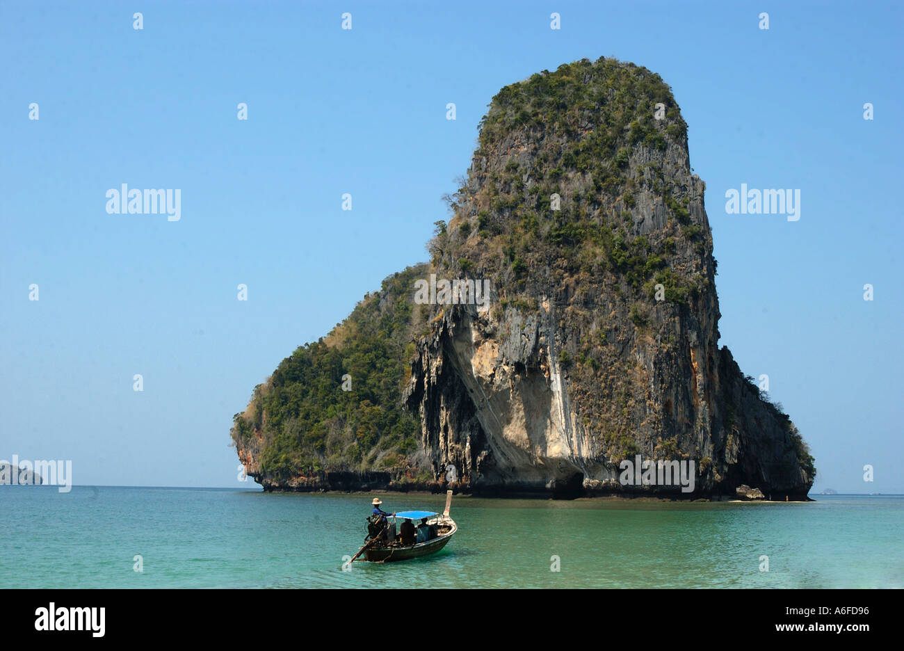 Happy Island and long tail boat Krabi Thailand, Far East, Asia Stock Photo - Alamy