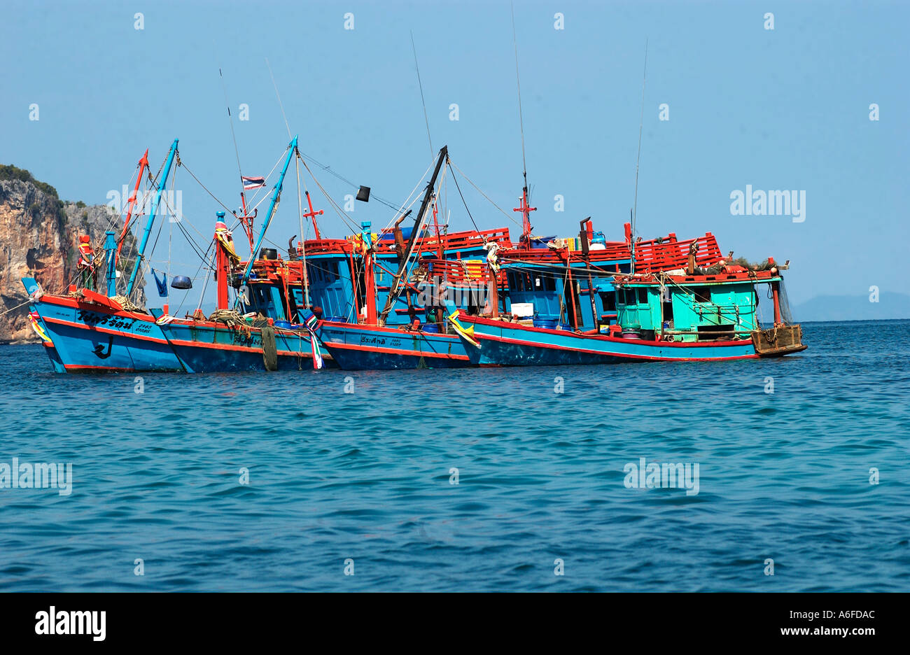 Thai fishing boats on the Andaman Sea Krabi Thailand Far East Stock Photo - Alamy