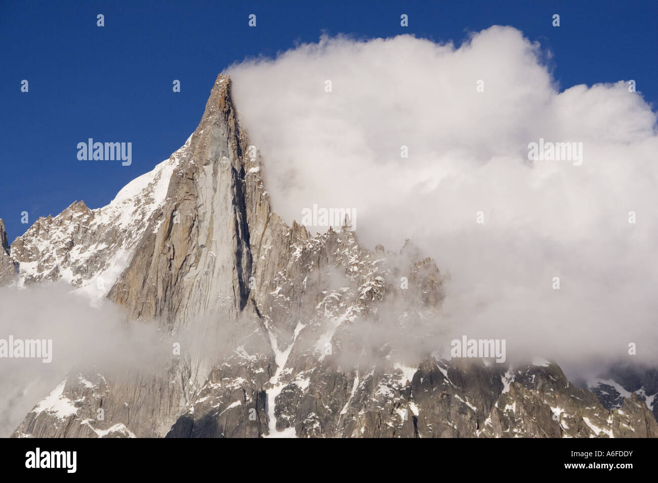 The Dru a famous mountain in the French Alps above Chamonix Stock Photo ...