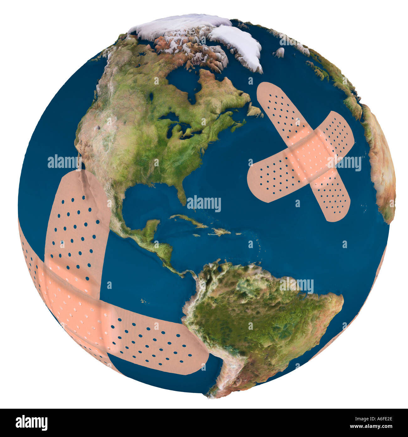 Earth globe bandage Cut Out Stock Images & Pictures - Alamy