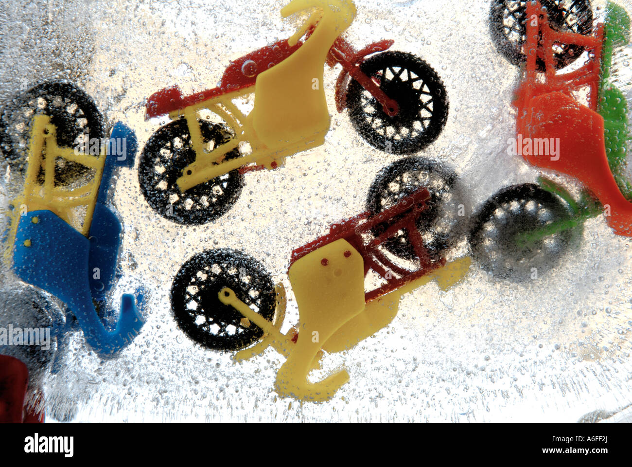 Frozen Plastic Motorcycles Stock Photo - Alamy