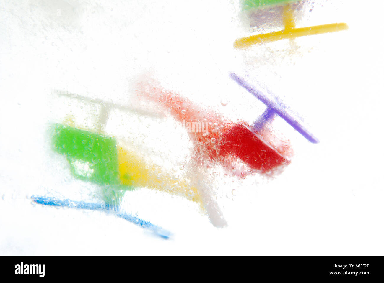 Frozen Plastic Helicopters Stock Photo - Alamy