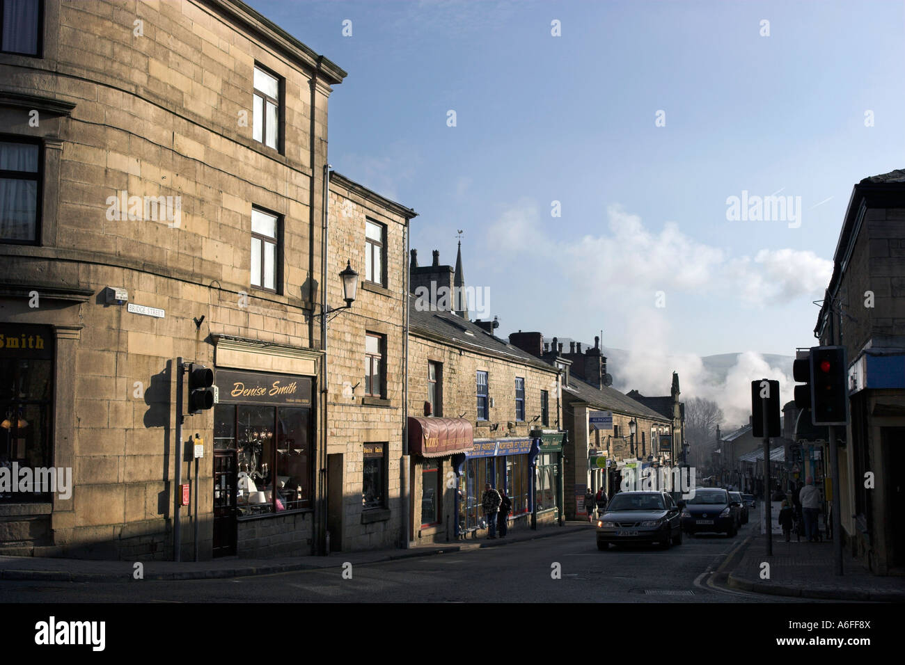 Shops on Bridge Street in Ramsbottom Stock Photo - Alamy