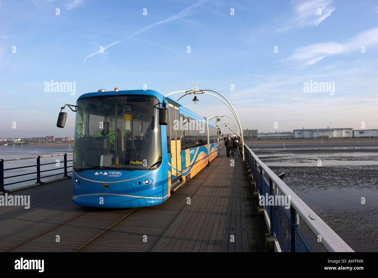 Tram on the pier at southport Stock Photo - Alamy