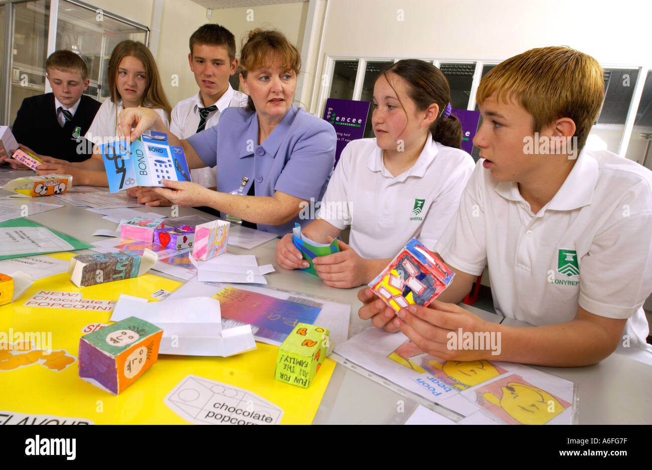 Year 9 pupils at Tonyrefail Comprehensive School work on a product ...