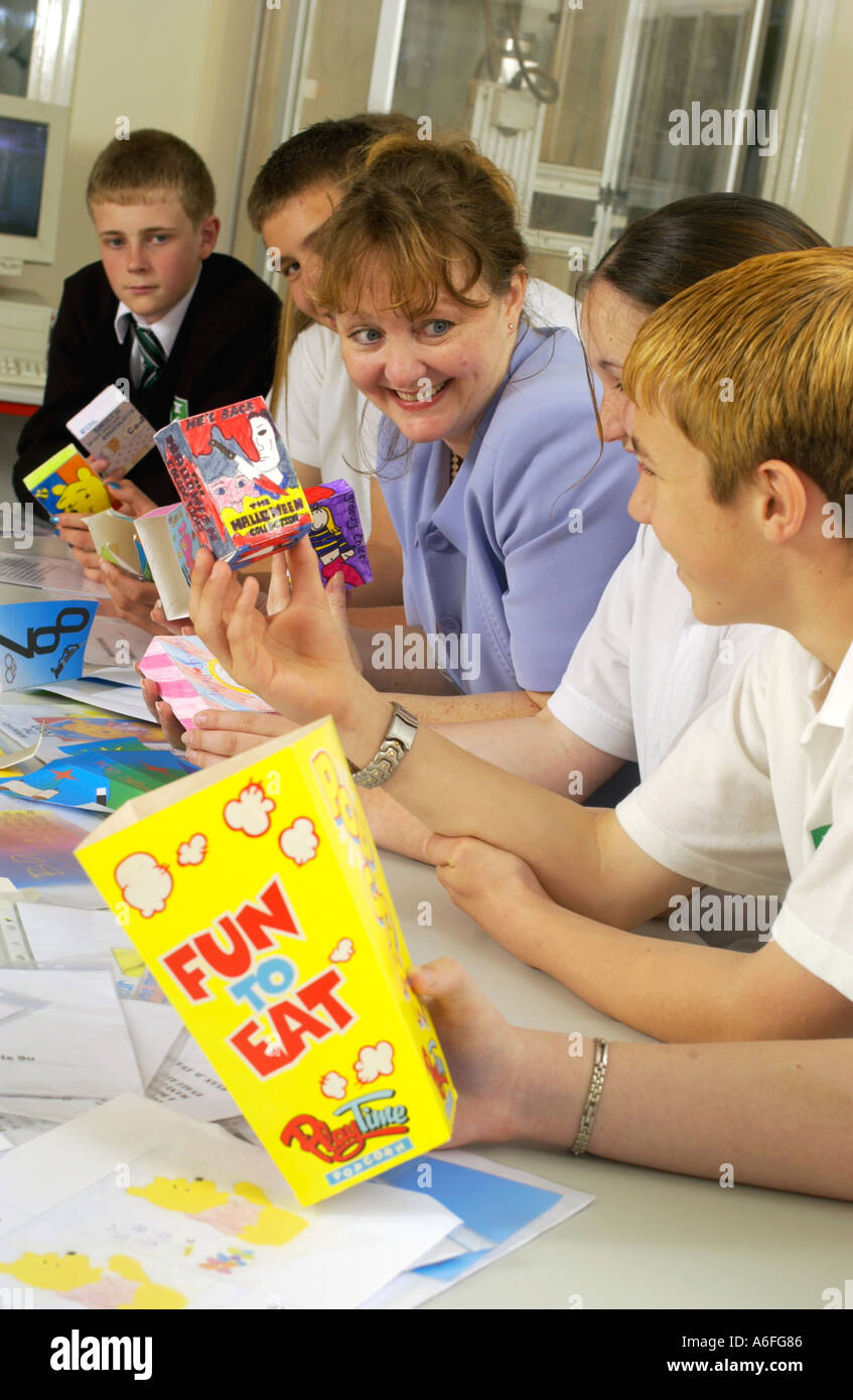 Year 9 pupils at Tonyrefail Comprehensive School work on a product ...