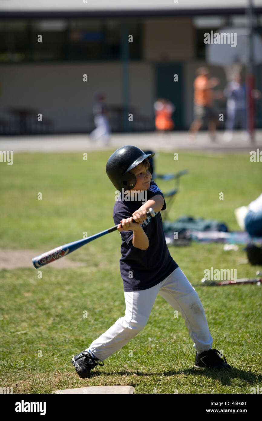 Boy Playing Baseball in summertime Stock Photo - Alamy