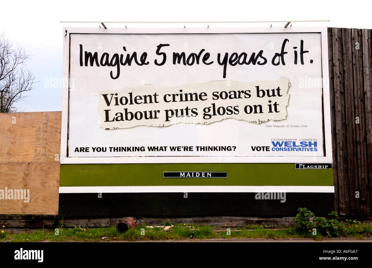 Conservative Party election poster about VIOLENT CRIME on a Maiden ...