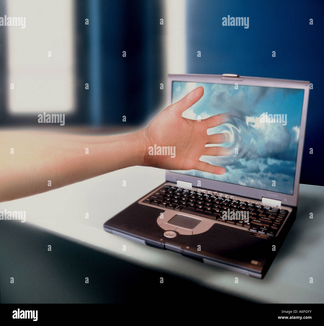 Hand passes into the internet world Stock Photo - Alamy