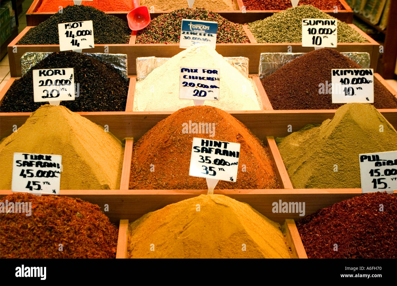 Selection of spices The Spice Bazaar Misir Carsisi Istanbul Turkey ...