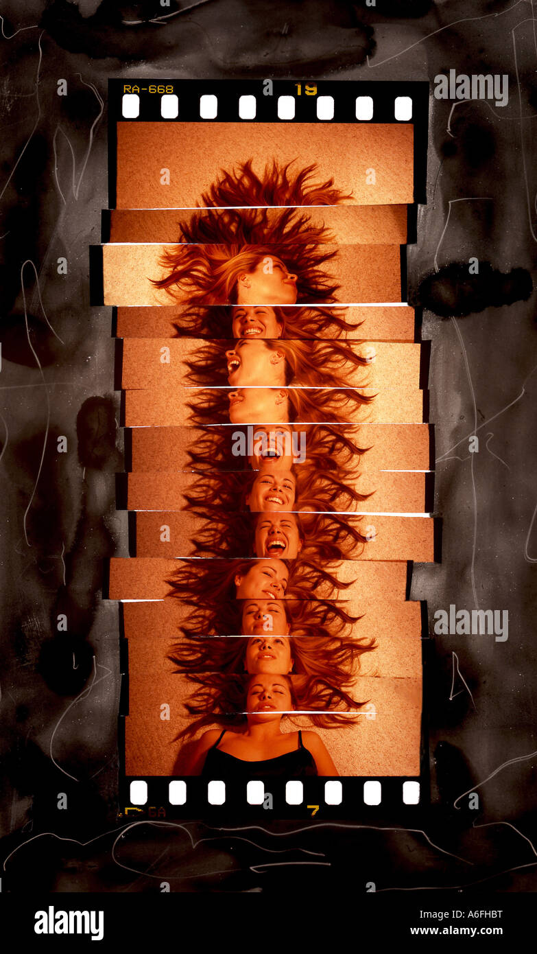 Concept of a woman face split on film Stock Photo - Alamy