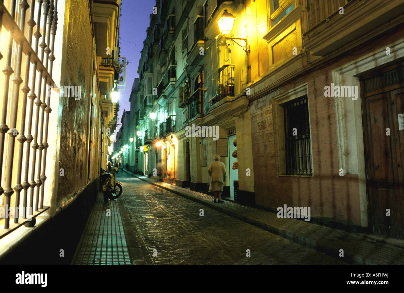 Night Scene Cadiz Andulsia Spain Stock Photo - Alamy