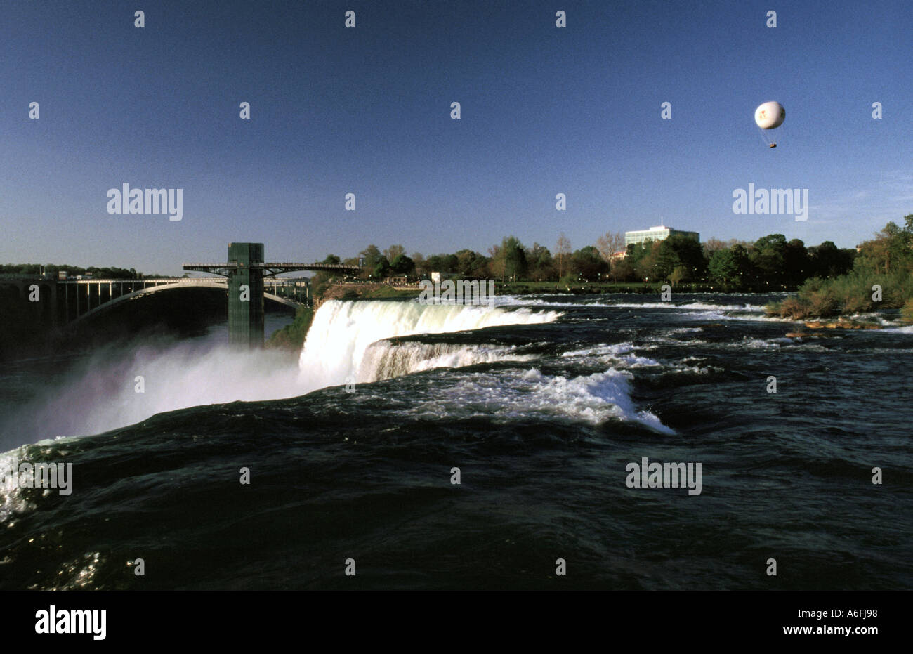 Niagara Falls view from US border over canadian border Stock Photo - Alamy