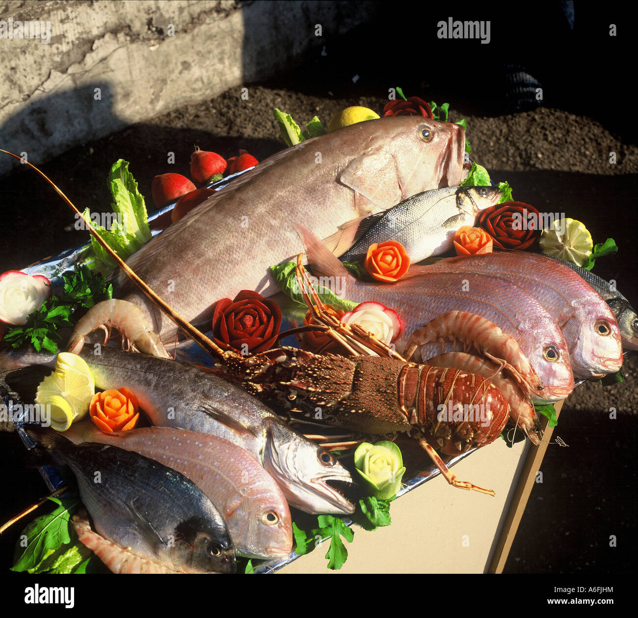 Assorted fresh seafood Stock Photo - Alamy