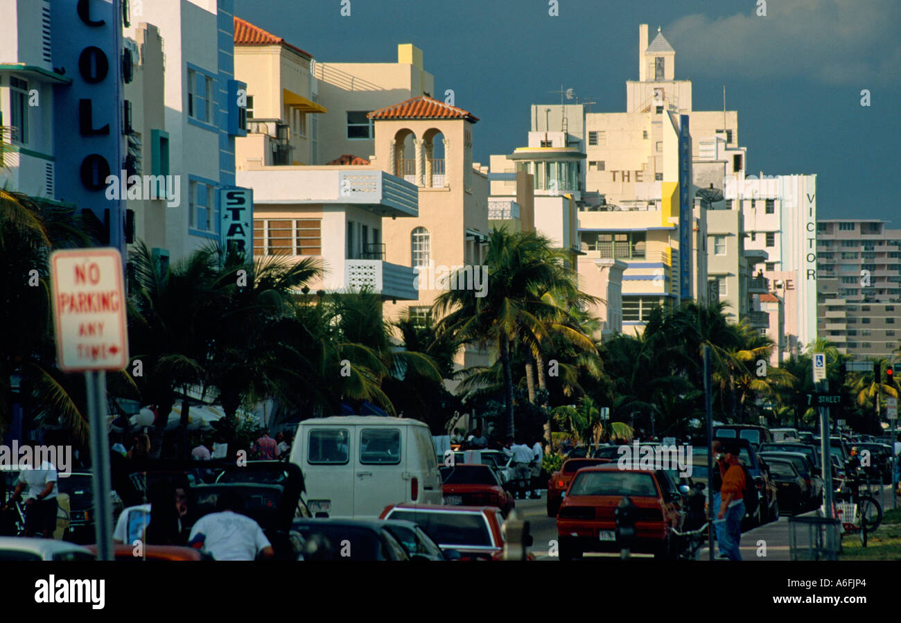 Miami Beach with art deco architecture Florida USA 199302 Stock Photo ...