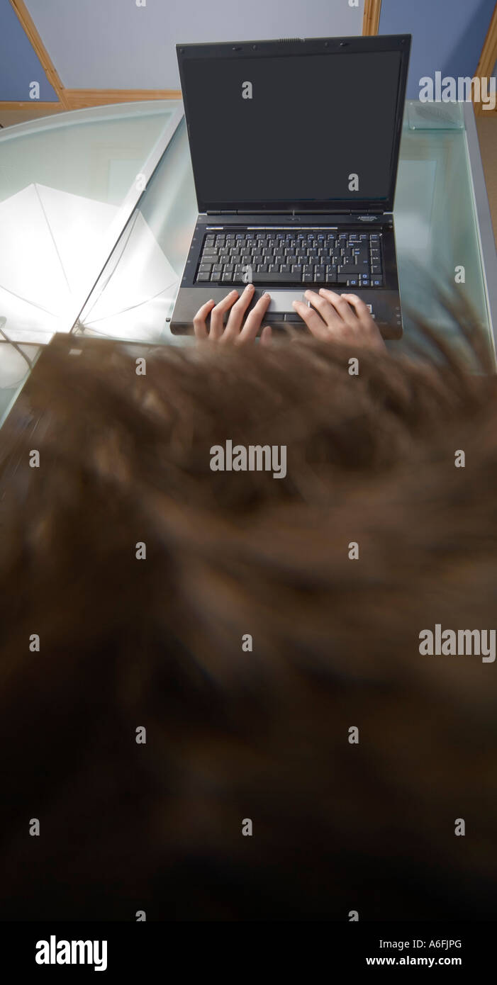13 year old teenage boy using laptop computer Stock Photo - Alamy