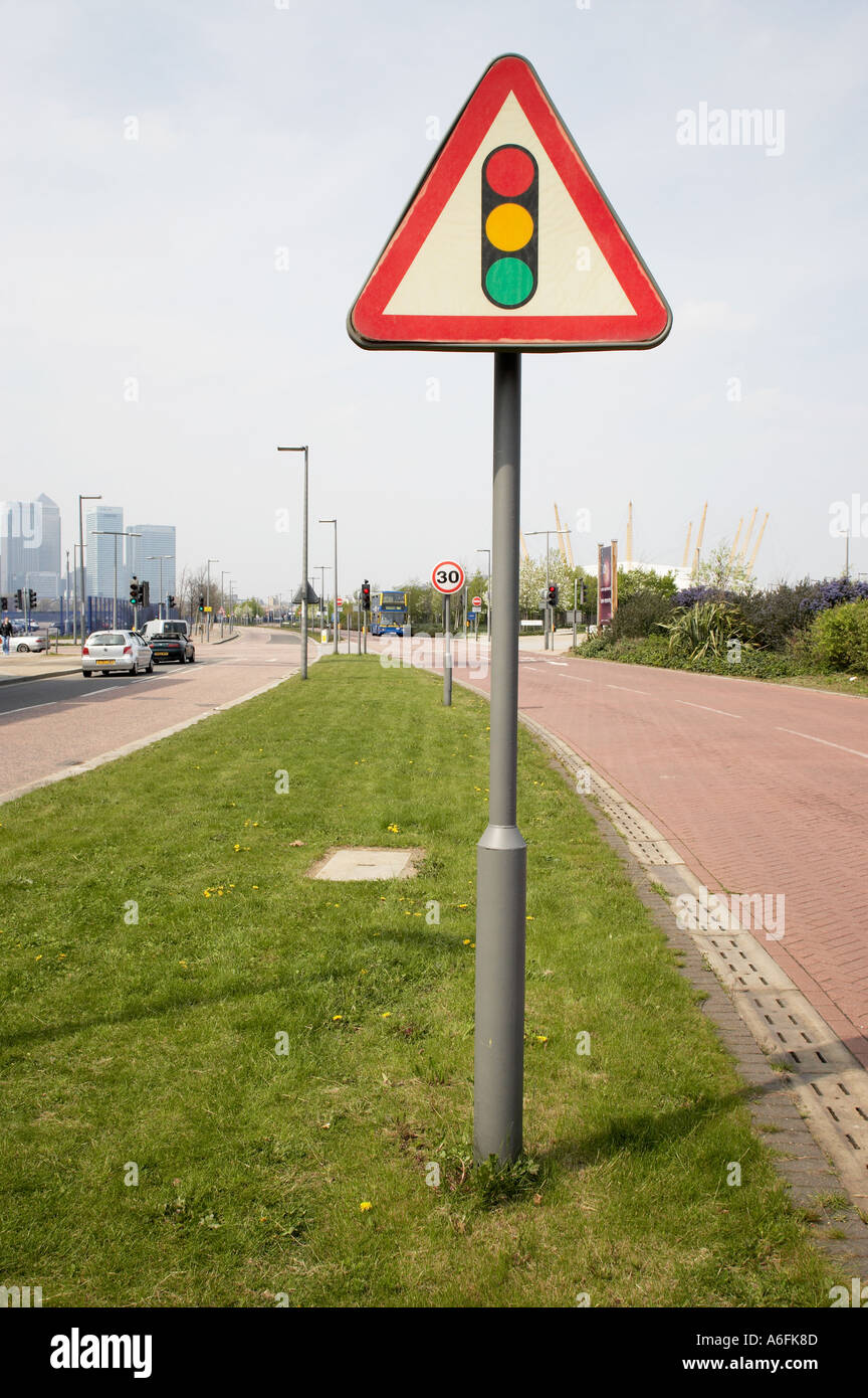 traffic lights warning sign Stock Photo - Alamy