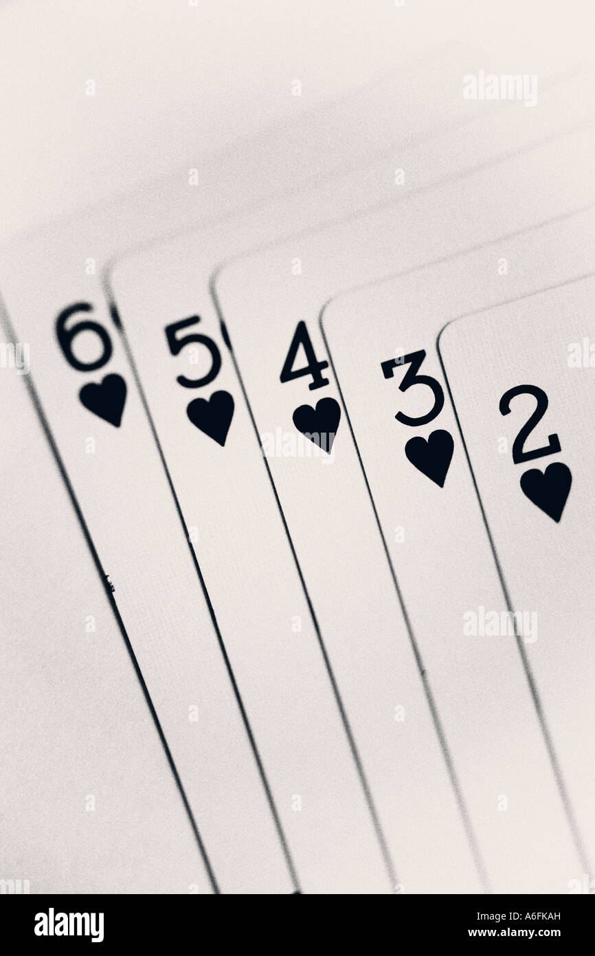 Playing cards - straight flush Stock Photo - Alamy