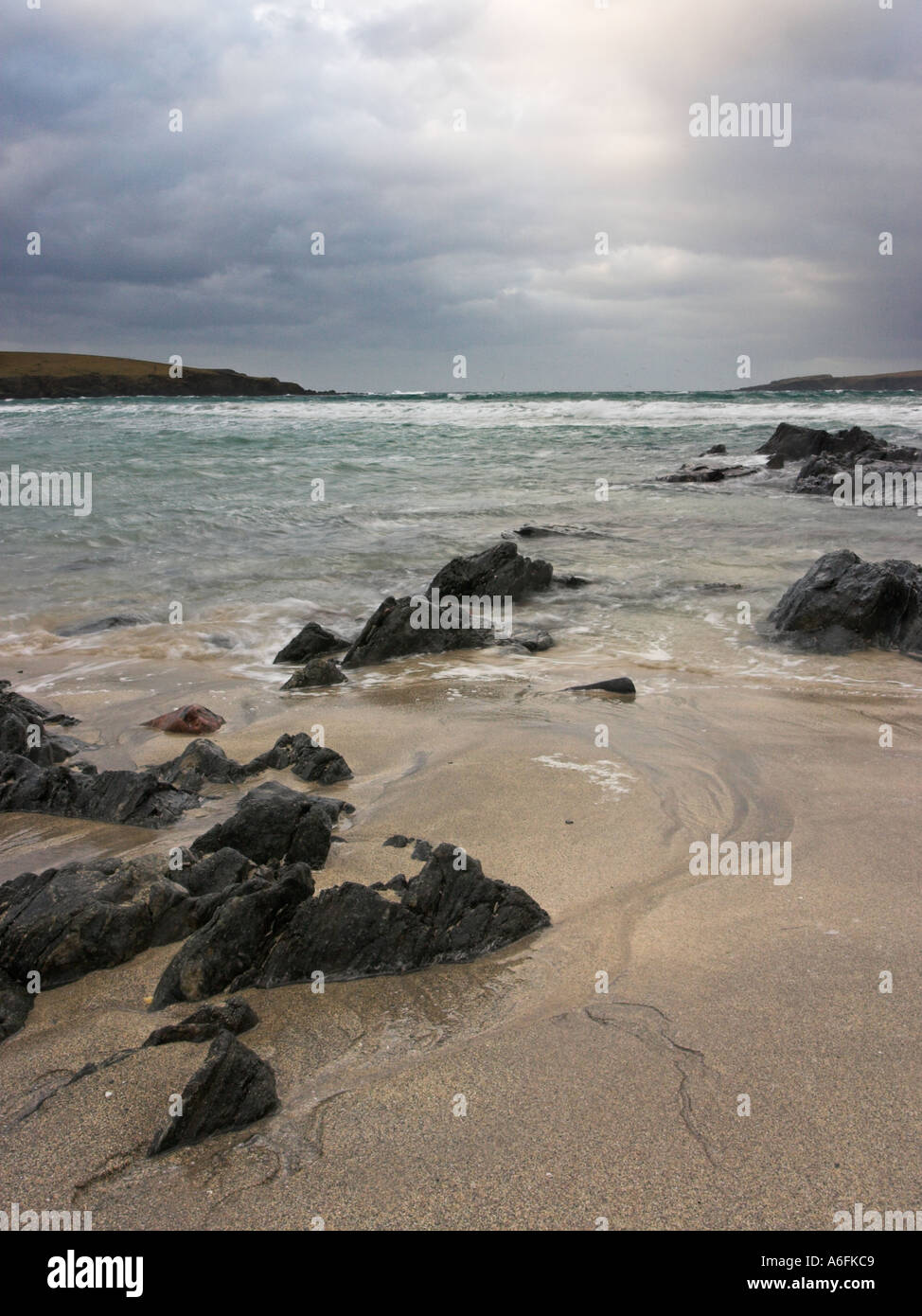 Stormy weather spiggie beach Shetland Stock Photo - Alamy