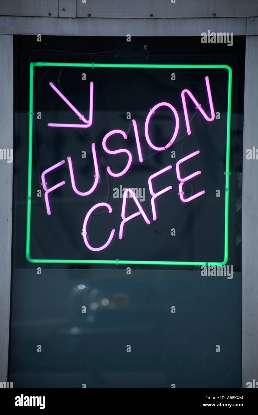 neon cafe sign Stock Photo - Alamy