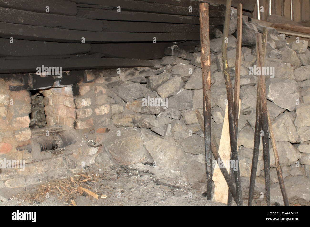 Lime kiln traditional work in Bicaz Key Village on Bicaz River in ...