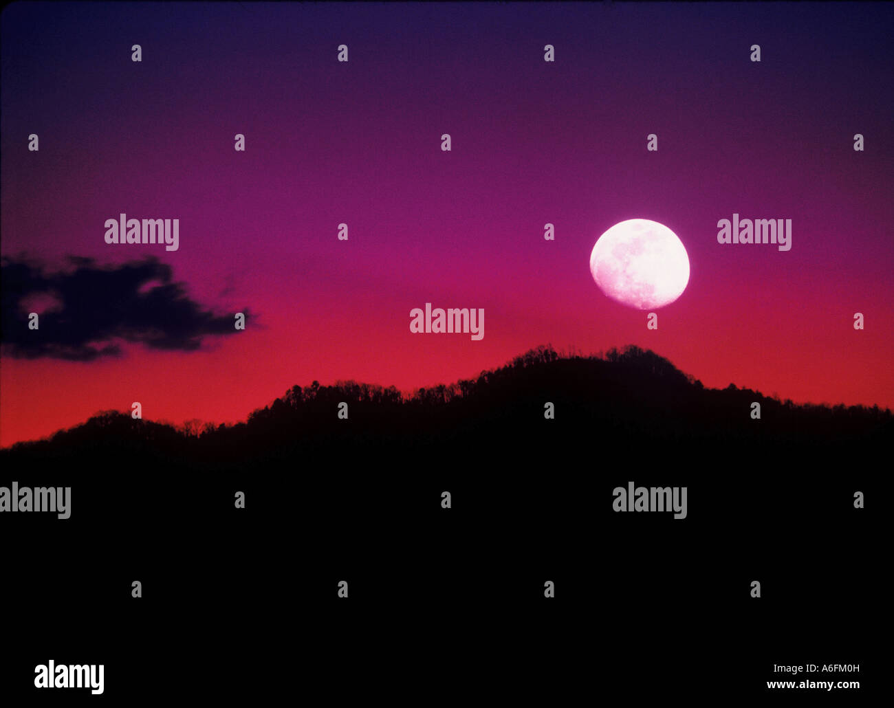 Moon over Appalachian mountains in North Carolina Stock Photo - Alamy